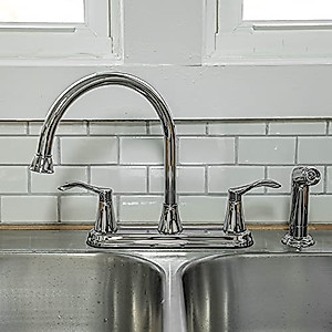 EZ-FLO 10717 Two-Handle High-Rise Kitchen Faucet with Matching Side Spray, Chrome