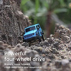 SNICLO 1:64 Scale Jeep Wrangler Remote Control Car Off-Road Series,Rc Car with Camera and FPV Goggles,30 minutes of use in FPV mode(3010-Blue)
