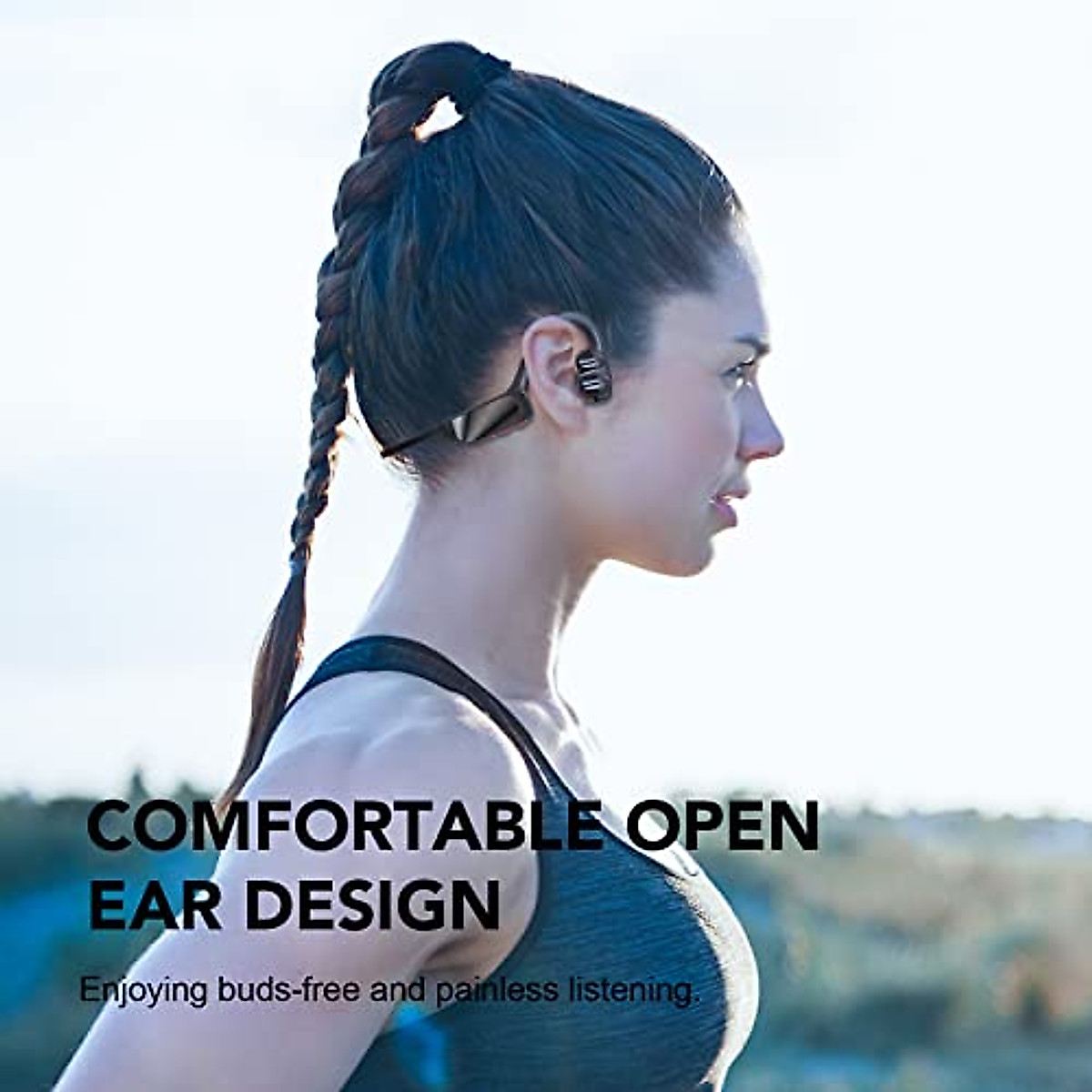 RR SPORTS Wireless Air Conduction Headphones, Open Ear Bluetooth 5.3 Headphones with Built-in Mic, HiFi Sound Headset with 4 Speakers, Sweat Resistant Sport Earphones for Running, Cycling, Driving