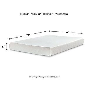 Signature Design by Ashley Full Size Chime 8 Inch Medium Firm Gel Memory Foam Mattress with Green Tea & Charcoal Extract