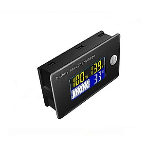 Battery Capacity Voltage Meter 0-179℉ Temperature Monitor 12V 24V 36V 48V Lead Acid Battery Lithium Battery Gauge Meter (36V)