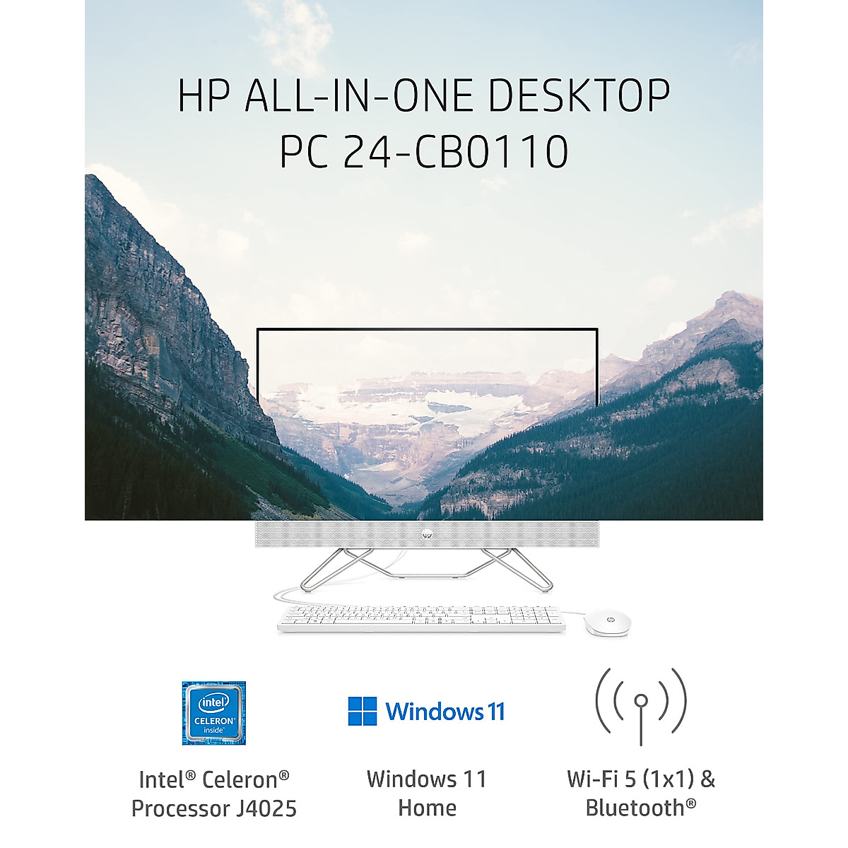 HP 23.8” All-in-One Desktop PC, Intel Celeron Processor J4025, 4 GB RAM, 256 GB SSD, FHD Windows 11 Home Webcam (24-cb0110, 2022) (Renewed)…
