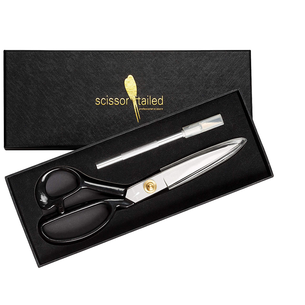 Sewing Scissors Ultra Sharp + Free Craft Knife - 9" Heavy Duty Professional Shears - All Purpose Scissors: Office & Crafts, Perfect for Seamstress, Tailors, Dressmakers, Students, Artists