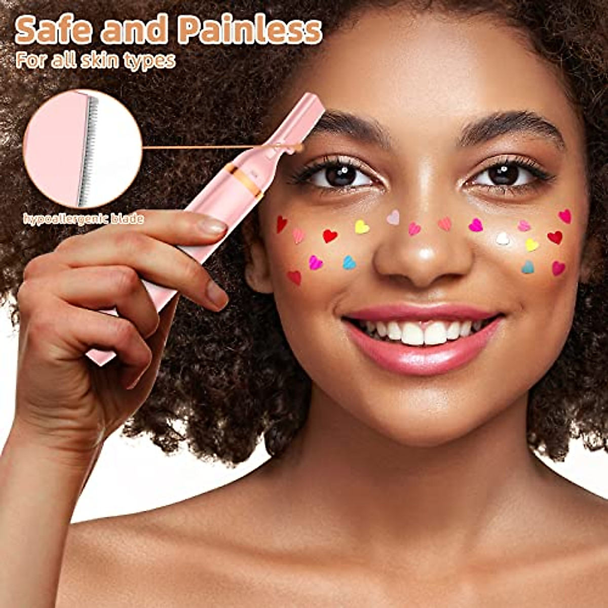 leuxe Eyebrow Trimmer and Facial Hair Remover Cordless Hair Remover for Face,Lips,Armpit,Portable Rechargeable Bikini Shaver (Pink)