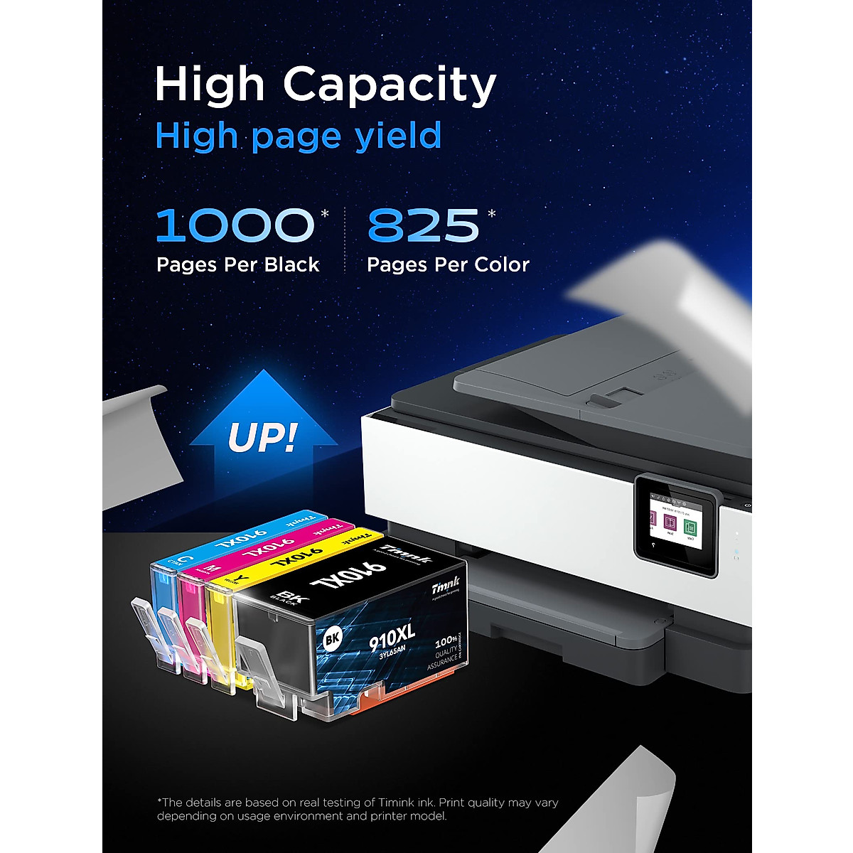 【4-Pack Larger Capacity】 910XL Compatible Ink Cartridges Replacement for HP 910 XL Ink Cartridges Combo Pack, Work for OfficeJet Pro 8025 8035 8020 8028 Printer (BCMY-4 Pack)