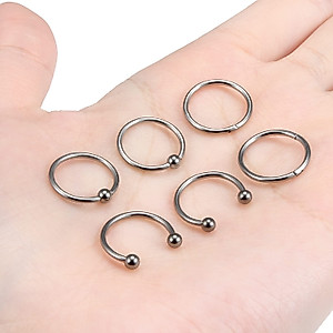 Dyknasz G23 Titanium 16G Septum Ring Nose Rings Hoop Helix Daith Cartilage Tragus Earrings Lip Body Piercing Jewelry for Women Men 12mm
