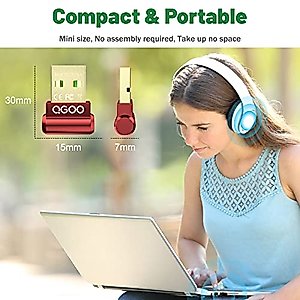 USB Bluetooth Adapter for PC - QGOO Bluetooth Dongle 5.3 EDR, Wireless Bluetooth Receiver for Desktop Computer Laptop Bluetooth Windows 8.1/10/11（red-013）