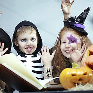 Konsait 20Sheets Halloween Death Eater Tattoos, Dark Mark Mamba Skull Snake Fake temporary Tattoos Sticker for Adults Kids Halloween Cosplay Costume Party Favors Tattoo Accessories Supplies Gifts