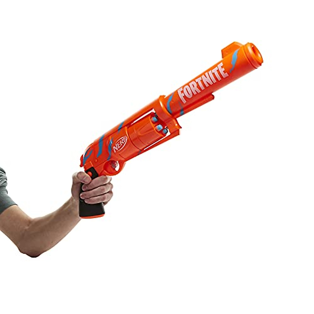 NERF Fortnite 6-SH Dart Blaster - Camo Pulse Wrap, Hammer Action Priming, 6-Dart Rotating Drum, Includes 6 Official Elite Darts