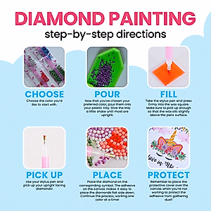 Diamond Art for Kids, Unicorn Diamond Painting Set, Gem Painting with Number Guide for Relaxation and Motor Skills, Believe in Yourself Unicorn Kit 12 x 12 Inches - Cogni Play