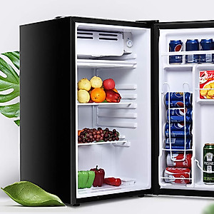 Safeplus Mini Dorm Compact Refrigerator, 3.2 Cu.Ft Compact Refrigerator Under Counter Refrigerator with Small Freezer Removable Glass Shelves - Drinks Food Beer Storage for Office Dorm or Apartment