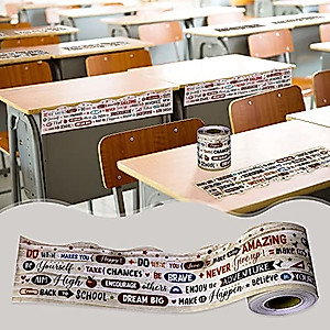 2.5 ft Motivational Classroom Bulletin Board Border Inspirational Quote Border Trim Greenery Scalloped Border Back to School Borders for Board Chalkboard (Rustic Style)