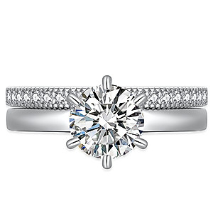 MABELLA Cubic Zirconia Engagement Ring- AAA+ Round Cut 925 Sterling Silver Rings for Women - Classic, CZ Solitaire Engagement Ring- Cute Faux Wedding Rings, Promise Ring for Her