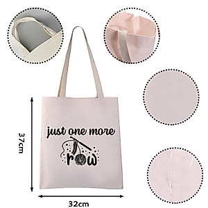 VAMSII Funny Knitting Bag Small Yarn Bag Just One More Row Crochet Knit Lover Travel Organizer (Tote)