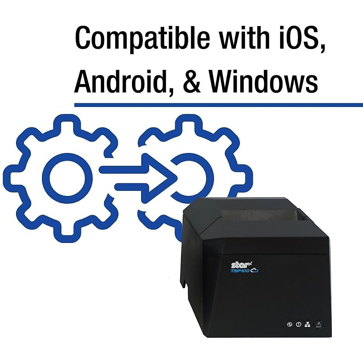 Star Micronics TSP143IVUE USB/Ethernet (LAN) Thermal Receipt Printer with Android Open Accessory (AOA), CloudPRNT, Cutter, and Internal Power Supply - Gray