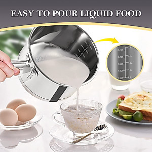 2.5 Quart Sauce Pan with Glass Lid, Stainless Steel Induction Saucepan with Lid 2.5 qt, Small Pot By Lio SHAAR, Compatible with All Heat Sources, Oven Dishwasher Safe …