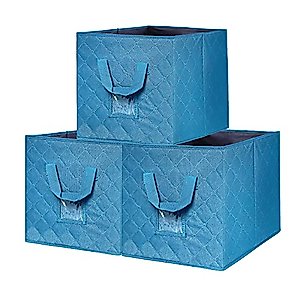 Cloth Storage Bins With Handles, LSNDEE Large Storage Box Organizer, Foldable Fabric Storage Cubes, Closet Organizers For Home And Office, 11.8 "X 11.8" X 11.8 ", 3 Pack
