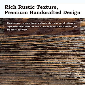 Willow & Grace Tom 24-Inch Display Decor Floating Wood Shelves with Iron Corners for Kitchen, Bedroom, & Living Room Spaces, Dark Walnut (4 Pack)