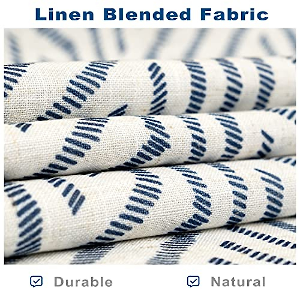 DriftAway Farmhouse Linen Lined Valance Double Layer Thermal Insulated Room Darkening Blackout Valances 3.5 Inch Rod Pocket Striped Tie Up Valance Single 45 Inch by 63 Inch Briony Navy