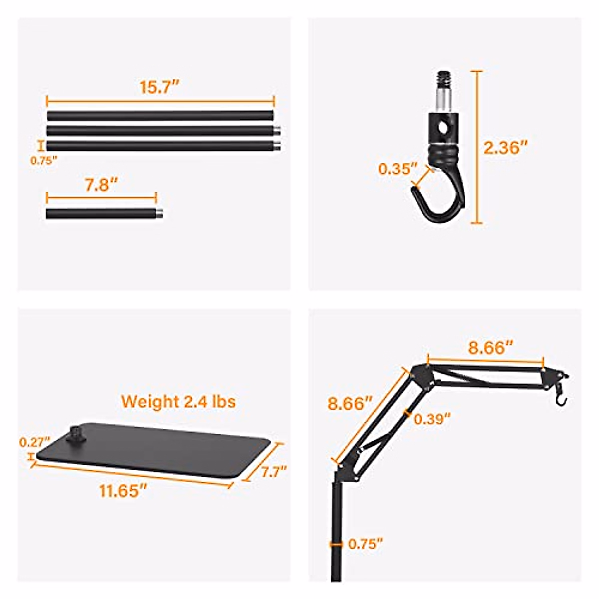 Reptile Lamp Stand with Base Extra Tall Adjustable Height and Width 360° Rotation Floor Reptile Light Holder Stand Bracket Metal Lamp Support for Reptile Glass Tank Terrarium Heating Light (72 inch)