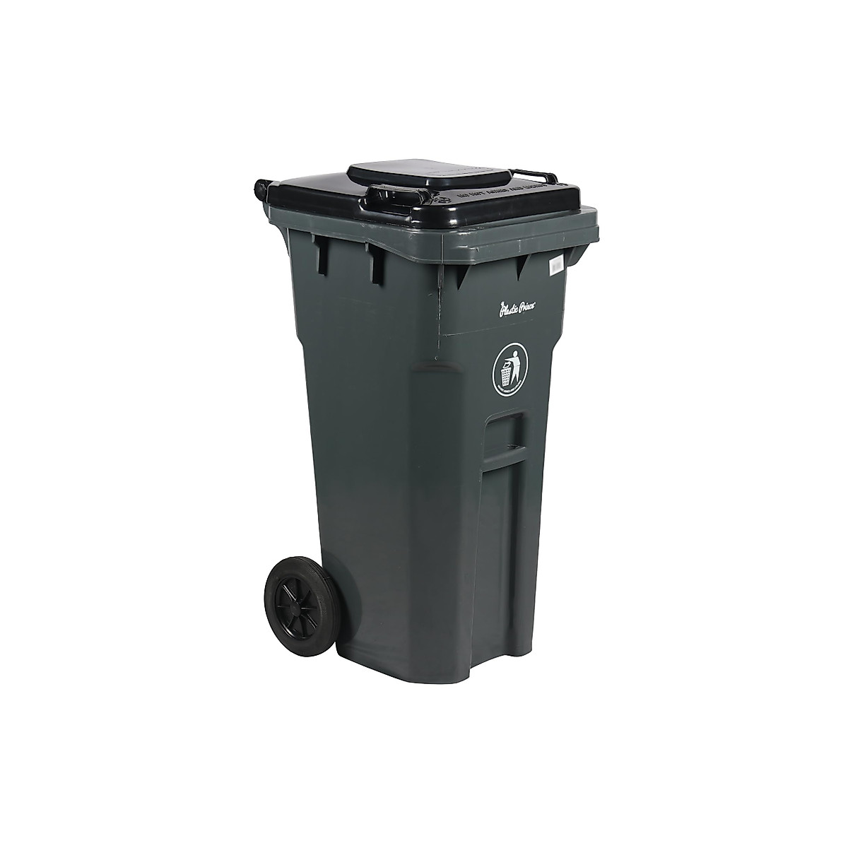 PLASTIC PRINCE 65 Gallon Rollout Trash Can with Lid, Commercial Heavy-Duty Container with Wheels, Gray