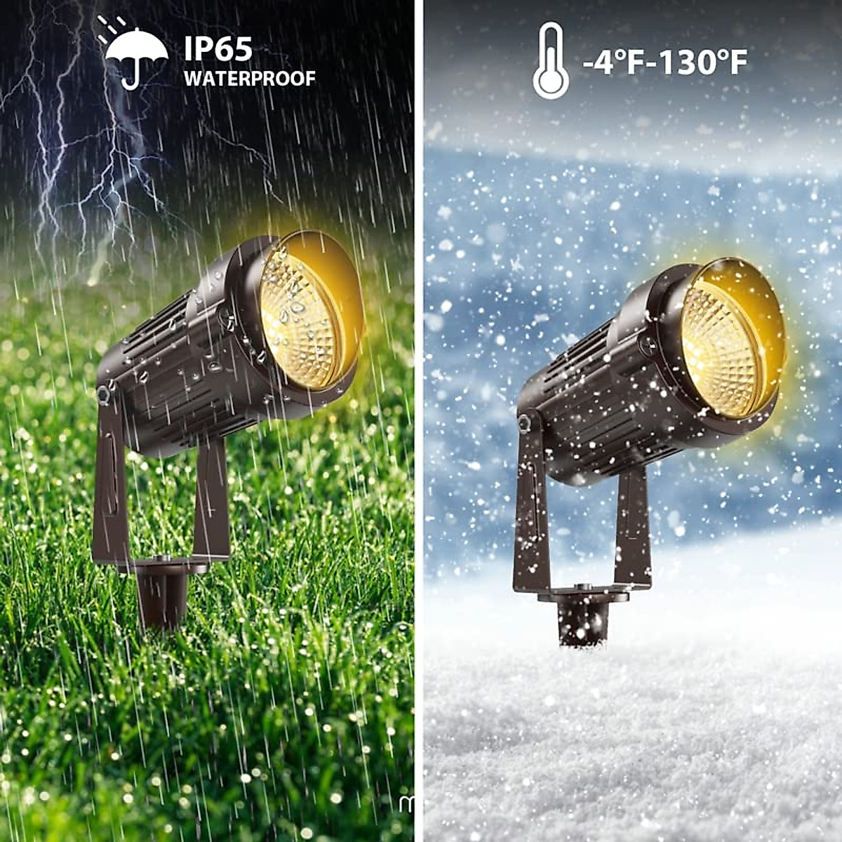 iCreating Low Voltage Landscape Lights - LED Outdoor Landscape Lighting 12 Volt Warm White Landscape Spotlight Waterproof Landscape Spot Lights 12V for Path Driveway Garden Lawn Lighting (10Pack)