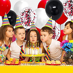 coxylaco Black Red Confetti Latex Balloons, 60Pack 12inch Black Red Confetti Party Balloons for Mother's day Birthday Baby Shower Wedding Engagement Company Event Party Decoration