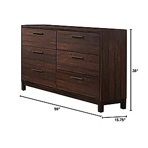 Coaster Home Furnishings Edmonton Dresser with Six Dovetail Drawers Rustic Tobacco and Dark Bronze