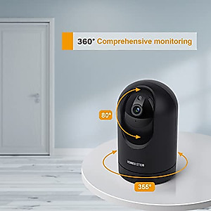 Konnek Stein Indoor Security Camera Wireless, 2K Smart Home IP Camera 2.4G/5G Dual-Band WiFi Connection, Two-Way Audio, AI Human Motion Detection, Night Vision, App Remote Control - Black
