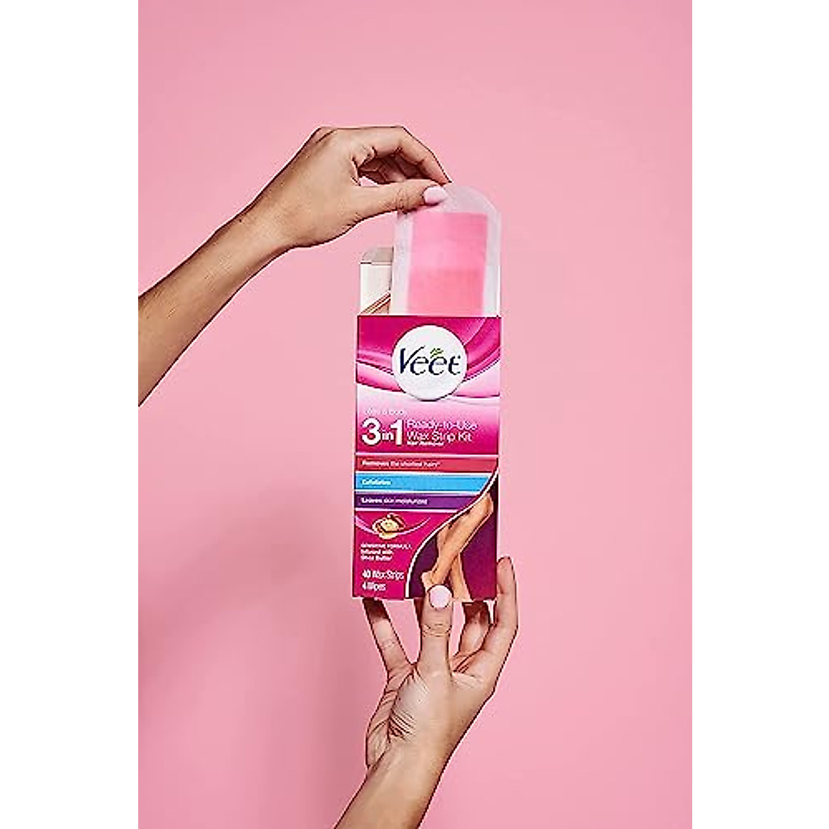 Veet Leg and Body Hair Remover Cold Wax Strips, 40 ct (Pack of 2)