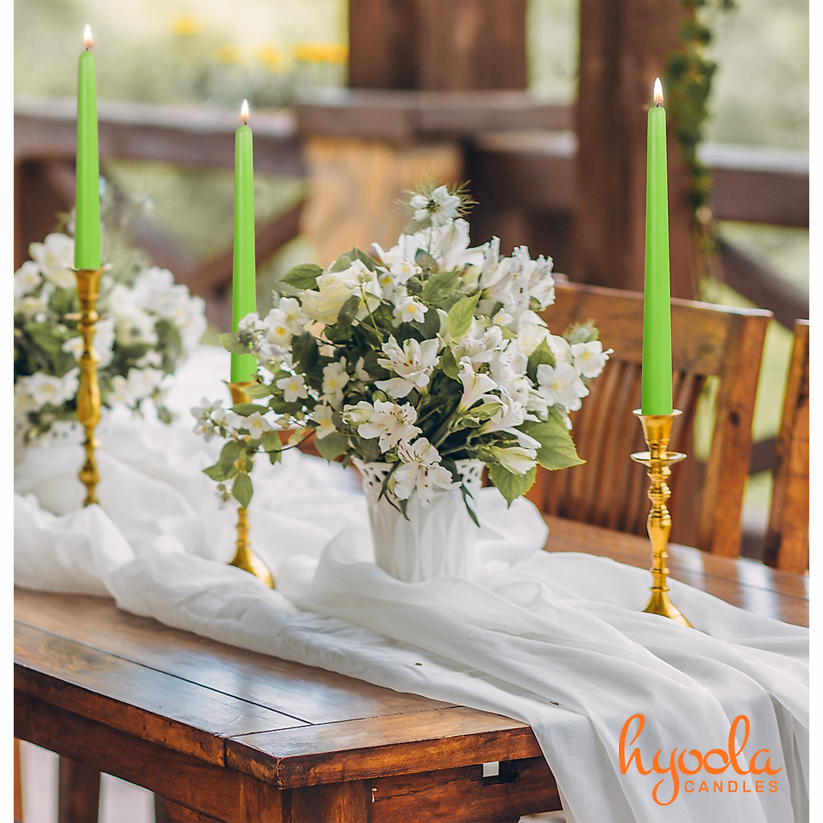 12 Pack Tall Taper Candles - 10 Inch Lime Dripless, Unscented Dinner Candle - Paraffin Wax with Cotton Wicks - 8 Hour Burn Time