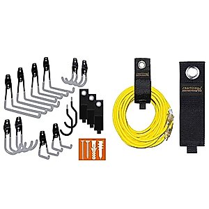 SMARTOLOGY Garage Wall Hooks Set with 9 Pack Extension Cord Strap