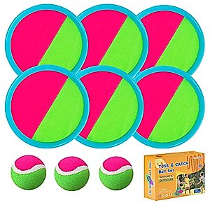 Aunnitery Beach Toys - Outdoor Games, Sand Toys, Toss and Ball Set with 6 Paddles and 3 Balls, Perfect Yard Games Outdoor Toys Games for Kids Ages 4-8 Easter Gifts for Kids/Adults/Family
