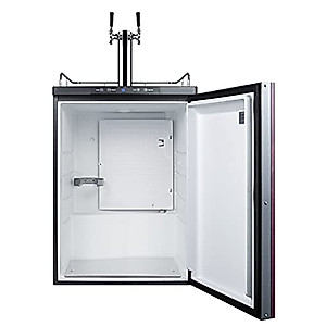 Summit SBC635MBIIFTWIN Built-in Commercial Beer Dispenser, Auto Defrost with Digital Thermostat, Dual Tap System, Panel-ready Door, and Black Cabinet