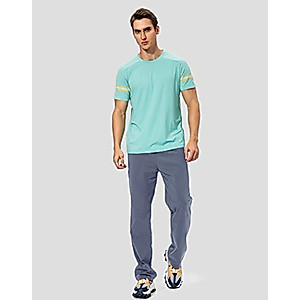 Pudolla Men's Cotton Yoga Sweatpants Athletic Lounge Pants Open Bottom Casual Jersey Pants for Men with Pockets (Mallard Blue Large)