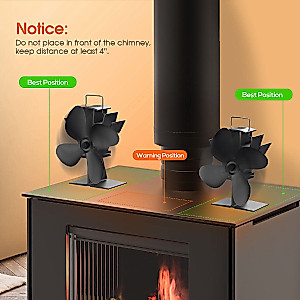 dskaoo Wood Stove Fan Heat Powered Non Electric, 4 Blades Fireplace Fan Save Energy, Efficient Heat Distribution, Quiet Wood Burning Stove Fan Thermal Fan for Buddy Heater/Gas Stove