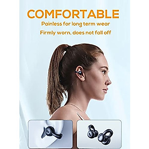 Wireless Ear-Clip Bone Conduction Headphones Bluetooth 5.3, Open Ear Clip on Earbuds,Waterproof Painless Mini Sport Earring Earphone, HiFi Quality/Long Battery Life