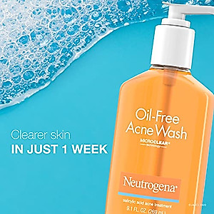 Neutrogena Oil-Free Acne Fighting Face Wash, Daily Cleanser with Salicylic Acid Acne Treatment, 9.1 Fl Oz (Pack of 3)