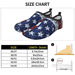 American Flag Art Red White and Blue Water Shoes Outdoor Exercise Aqua Socks Adult Aqua Socks Necessities for Men Women Water Games