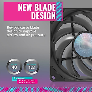 Cooler Master SickleFlow 92 All-Black Square Frame Fan, Air Balance Curve Blade, Sealed Bearing, 92mm PWM Control for Computer Case & Air Coolers