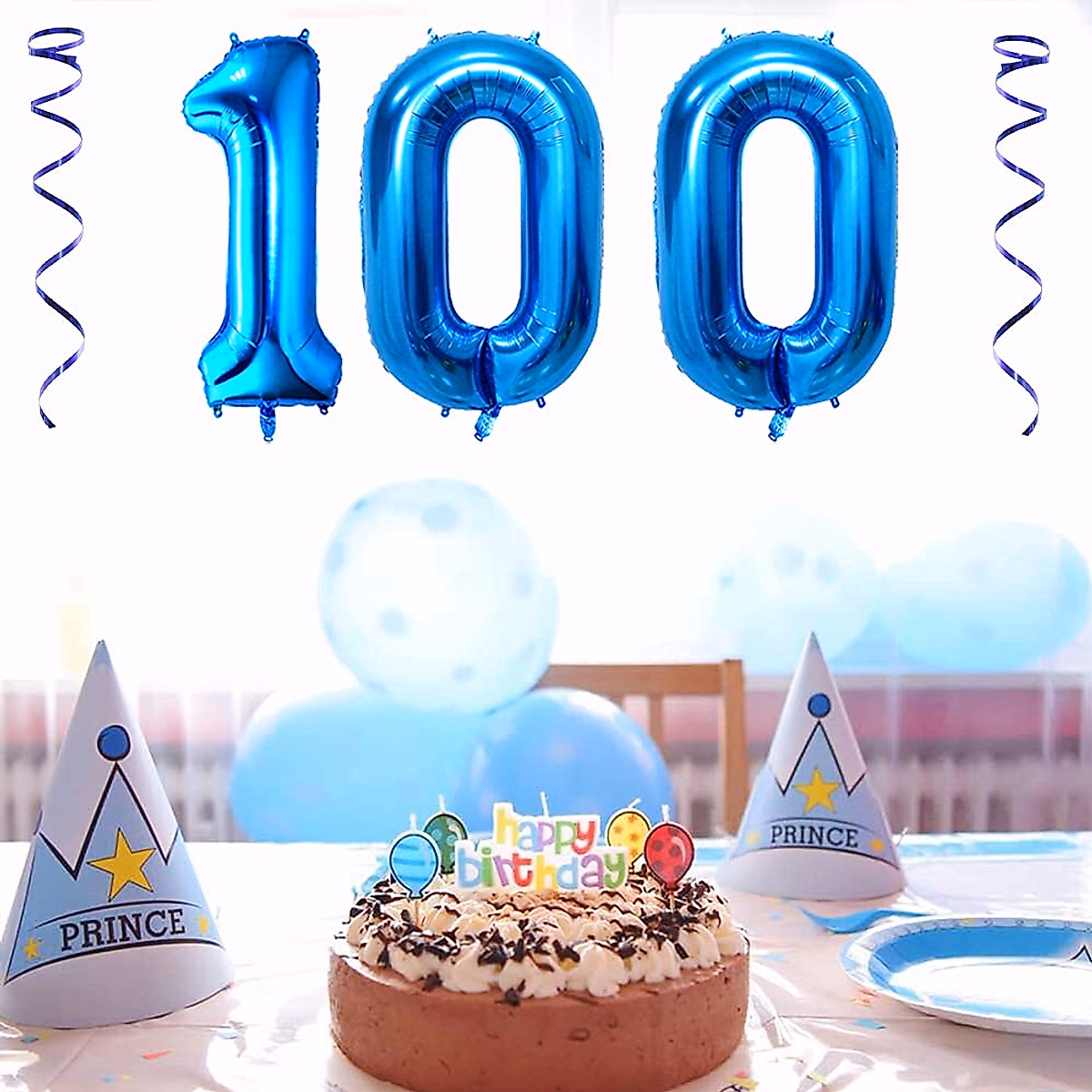 Xihuimay Number 100 Balloons 40"Digital Balloon Alphabet 100 Birthday Balloons Digit 100 Helium Balloons Big Balloons for Birthday Party Supplies Wedding Bachelorette Bridal Shower, Blue Number 100