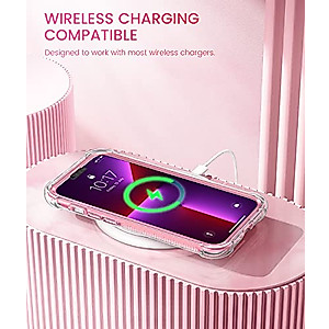 Caka for iPhone 13 Pro Max Case Glitter Women Girls with Built-in Screen Protector Bling Sparkle Liquid Quicksand Full Body Protective Case for iPhone 13 Pro Max 6.7 (Rose Gold)