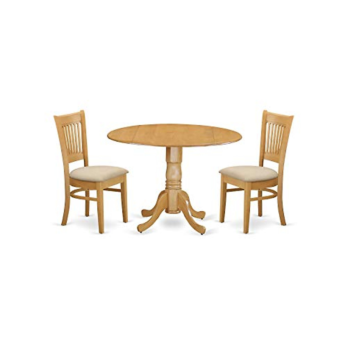 East West Furniture DLVA3-OAK-C Dining Table Set, 3-Piece