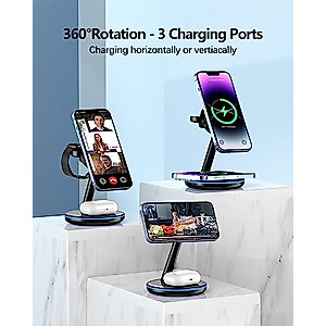 3 in 1 Charging Station for Apple Devices 18W Fast Mag-Safe Charger Stand Magnetic Wireless Charger Station for iPhone 15 14 13 12 Pro/Pro Max/Plus/Mini AirPods 2/3/Pro iWatch Ultra/8/7/SE/6/5/4/3/2