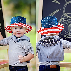 Fynnsure Baby Sun Hat UPF 50+ Toddler Sun Hat Infant Sun Protection Summer Hat Beach Bucket Hats for Baby Boys Girls A American Flag 6-12 Months
