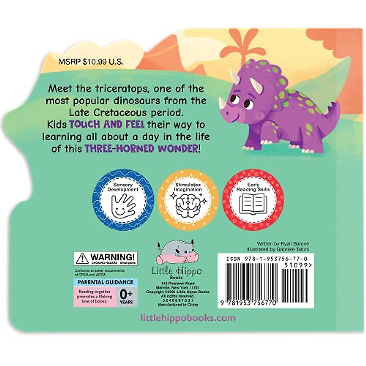 Dino Days with Triceratops - Touch and Feel Board Book - Sensory Board Book