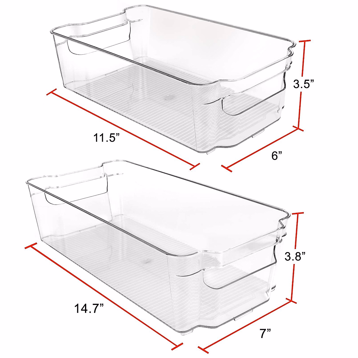 Greenco Refrigerator Organizer Bins, Stackable Fridge Organizer, Set of 8, Storage Containers with Durable Handles, Kitchen Organization Freezer, Pantry and Cabinets - BPA Free, Shatter Proof, Clear, Medium and Large