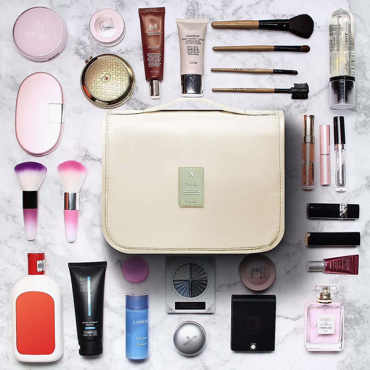 SELLYFELLY Hanging Toiletry Bag for Travel Cosmetic Makeup Organzier Waterproof Bathroom Shower Bag for Women and Men