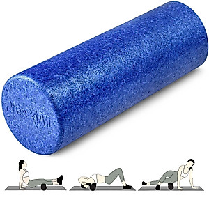 Yes4All High Density Foam Roller for Back, Variety of Sizes & Colors for Yoga, Pilates – Blue - 18 inch