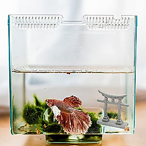 GANAZONO Japanese Shinto Torii Gate Aquarium Torii Miniature Ornament Tree Fish Tank Decoration Bridge Landscape Ornaments Grey